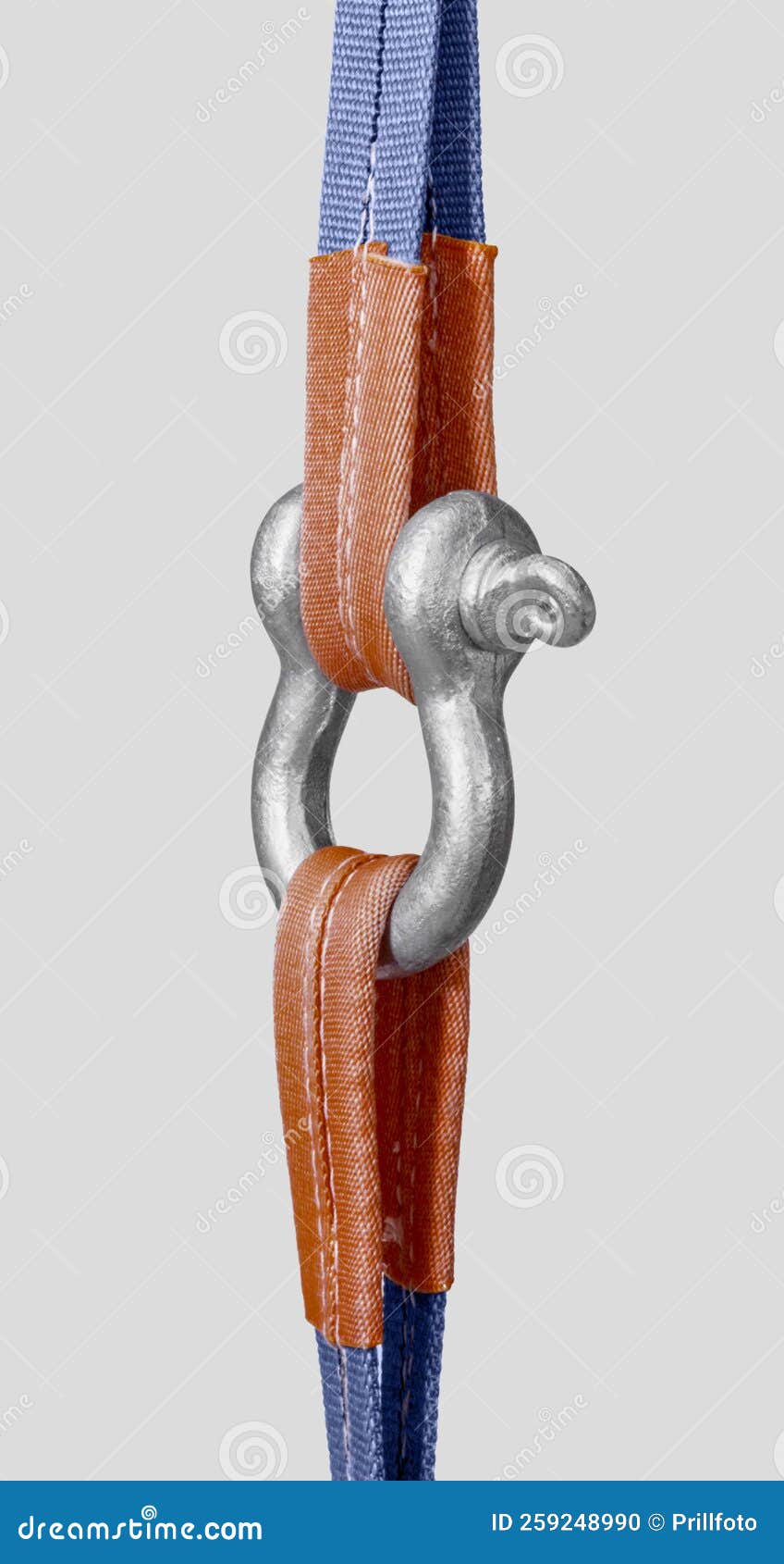 Shackle with lifting strap stock photo. Image of attachment - 259248990