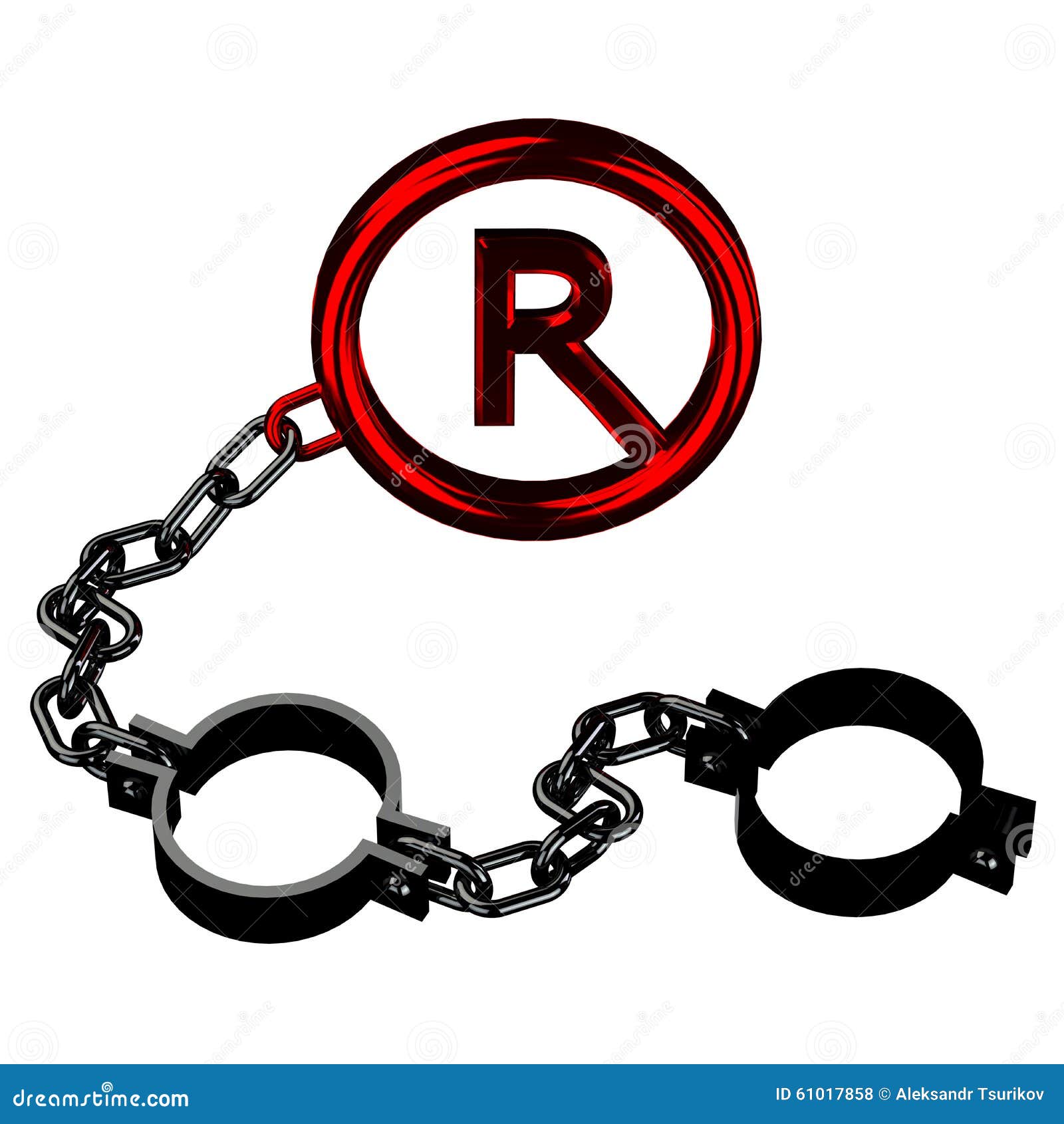Shackles Chain with a Copyright Symbol on White Background. Stock ...