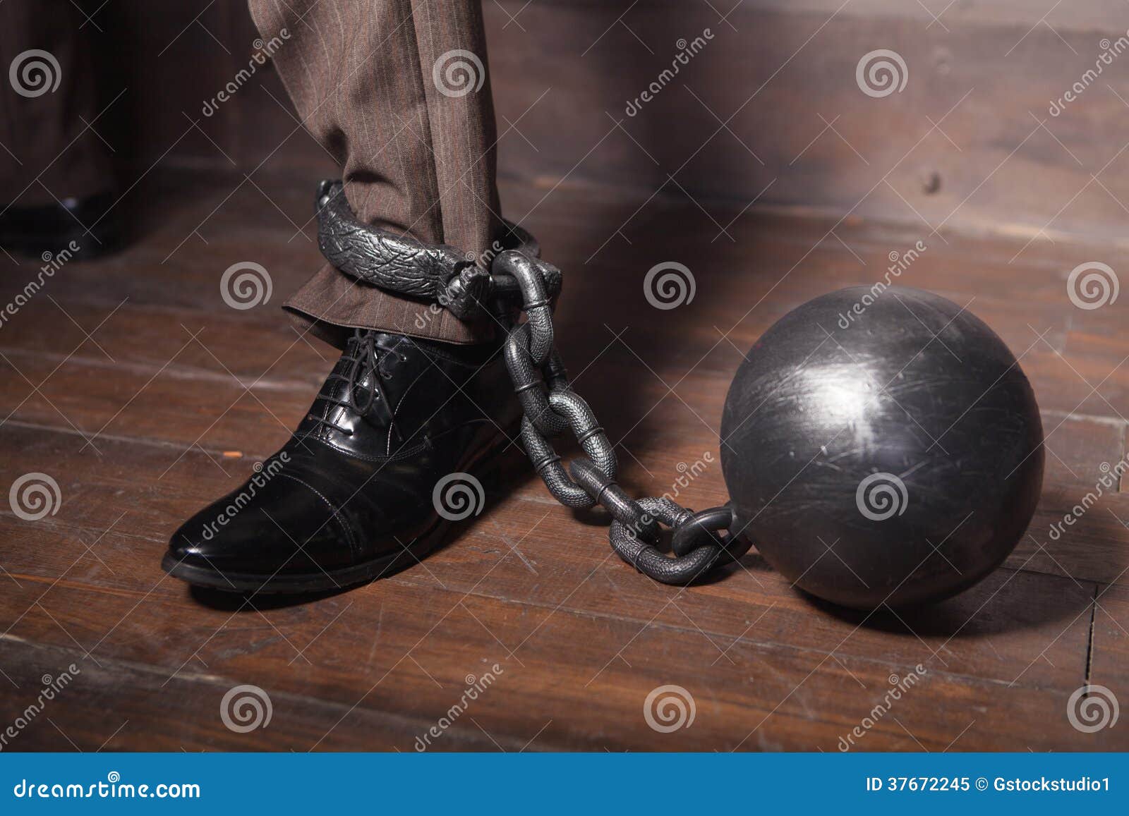 Shackles on his leg. stock image. Image of shoe, unrecognizable - 37672245