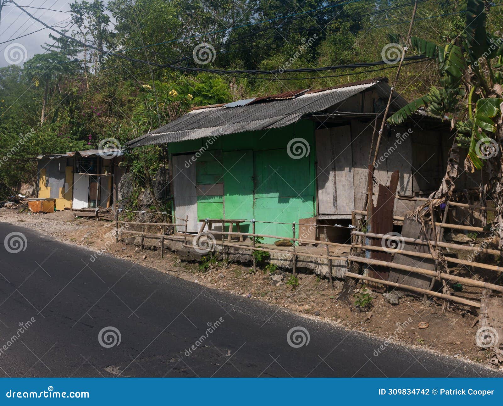Shacks and Empty Street in Bali Stock Photo - Image of bali, road ...