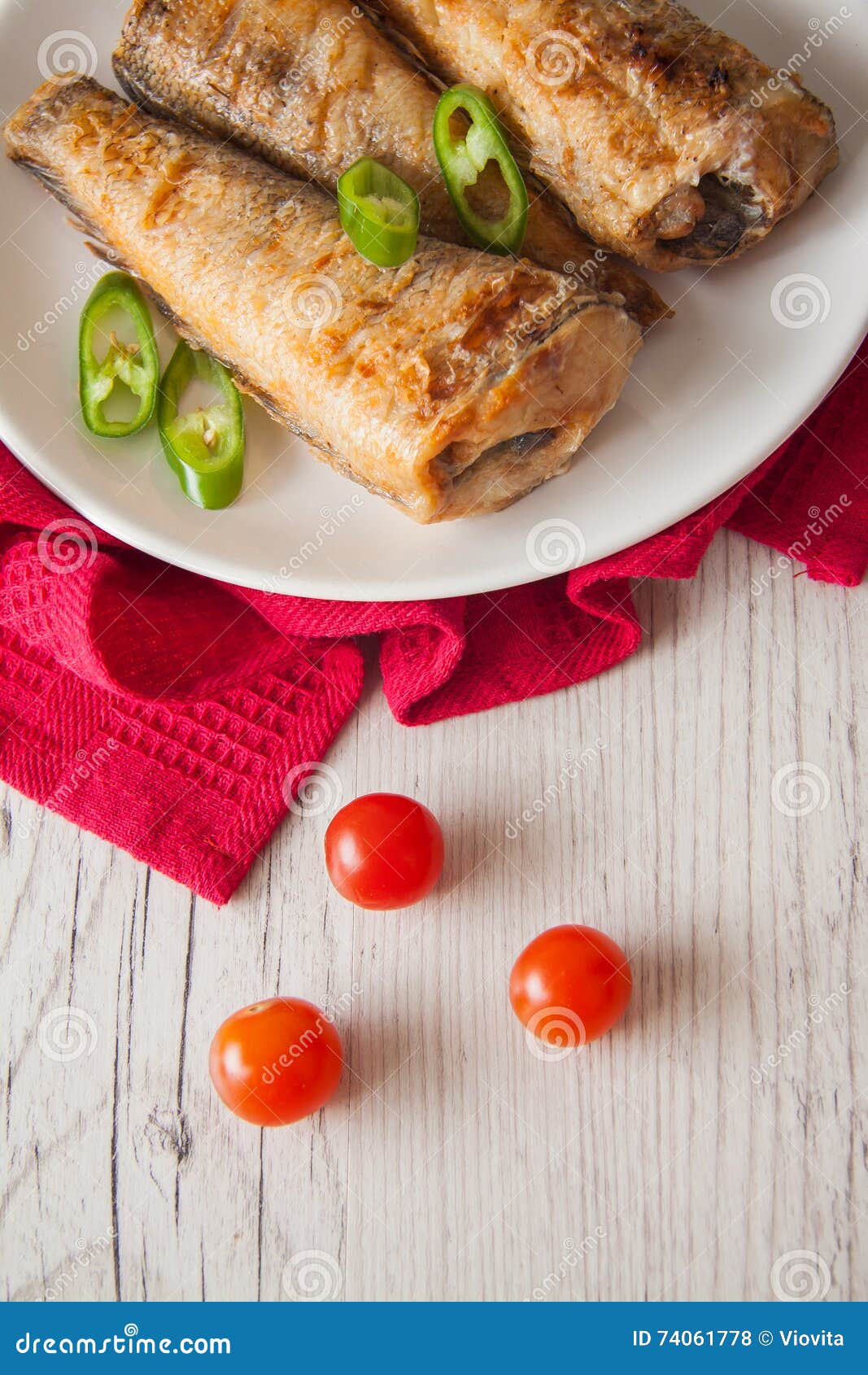 Shad with Tomato and Chilli Stock Photo - Image of dieting, nutrition ...