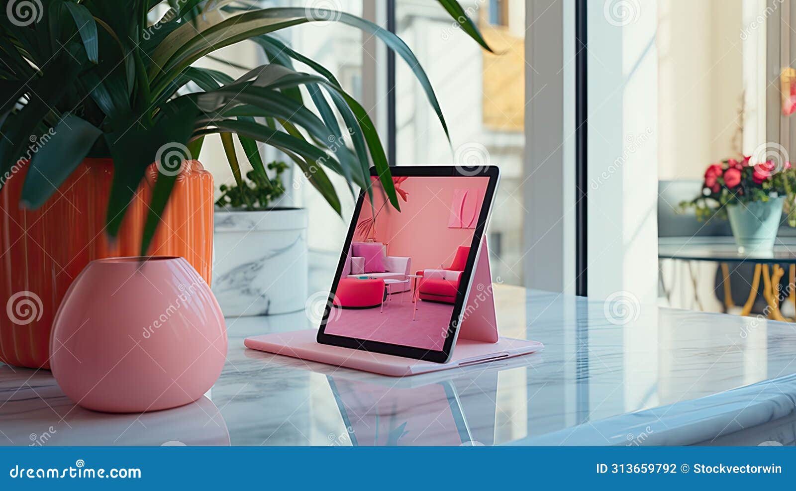 Shade pink ipad stock illustration. Illustration of design - 313659792