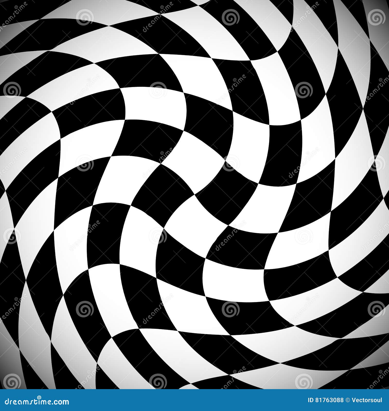 Shaded Checkered Pattern With Spirally Distortion Effect Vector ...