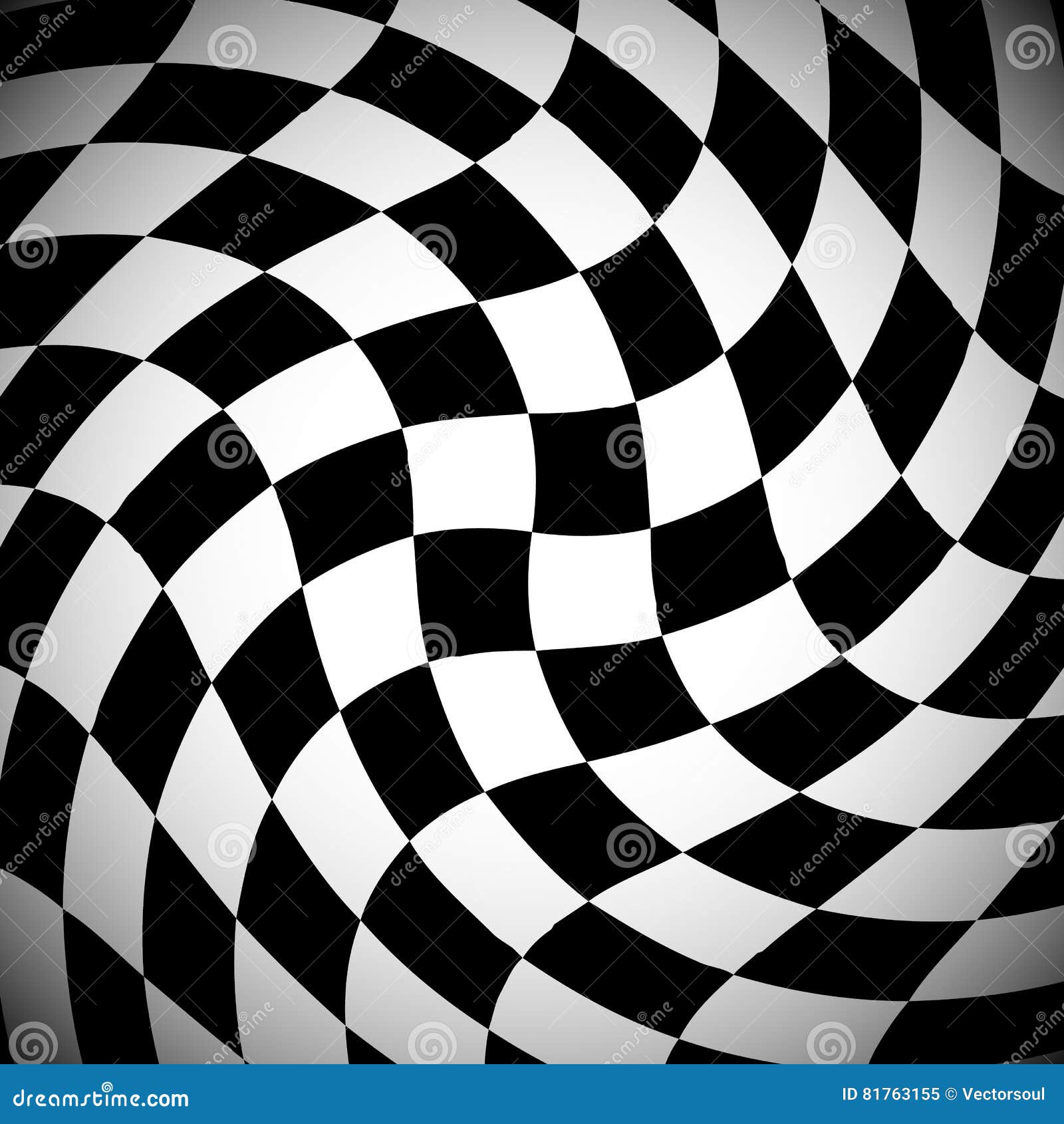 Shaded Checkered Pattern With Spirally Distortion Effect Vector ...