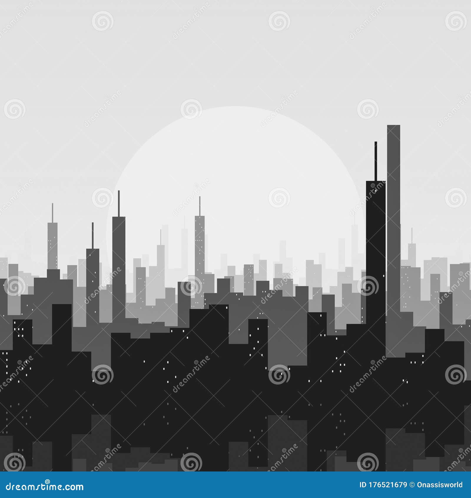 Shaded Grey Cityscape stock image. Image of large, white - 176521679