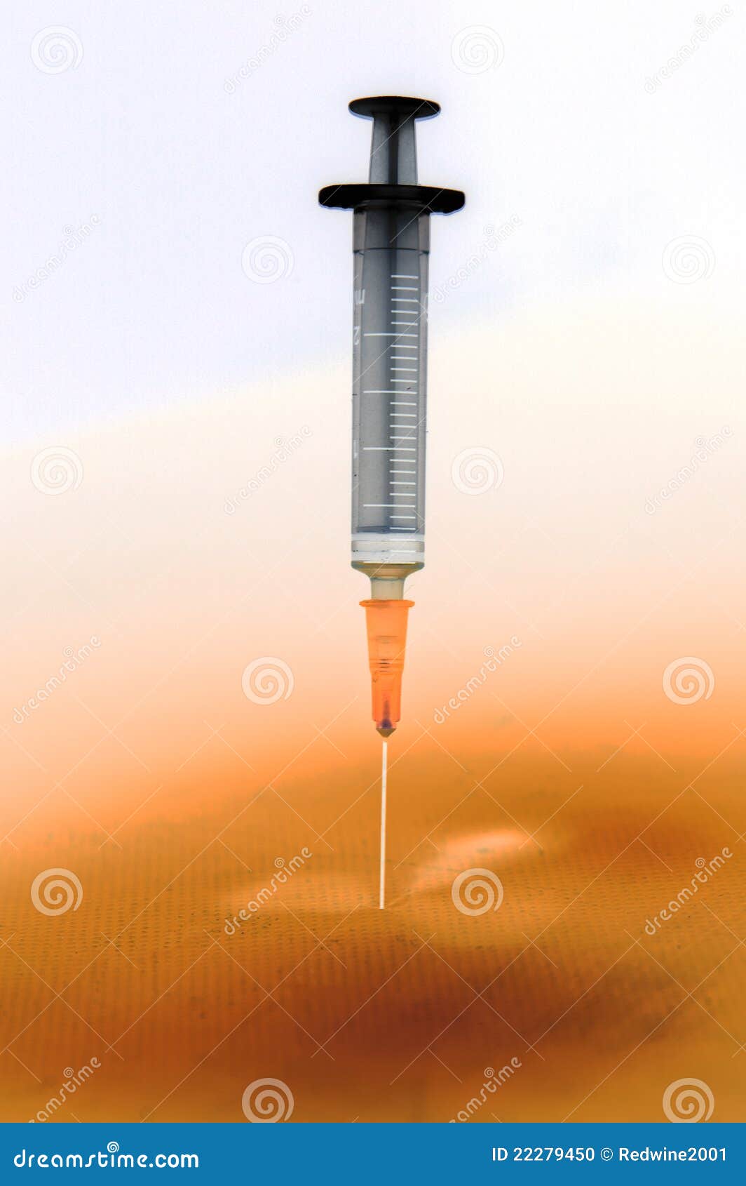 Syringe Standing Vertical On A Gray And Blue Background Royalty-Free ...