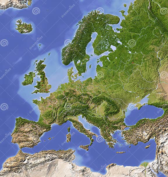 Shaded Relief Map of Europe Stock Illustration - Illustration of ...