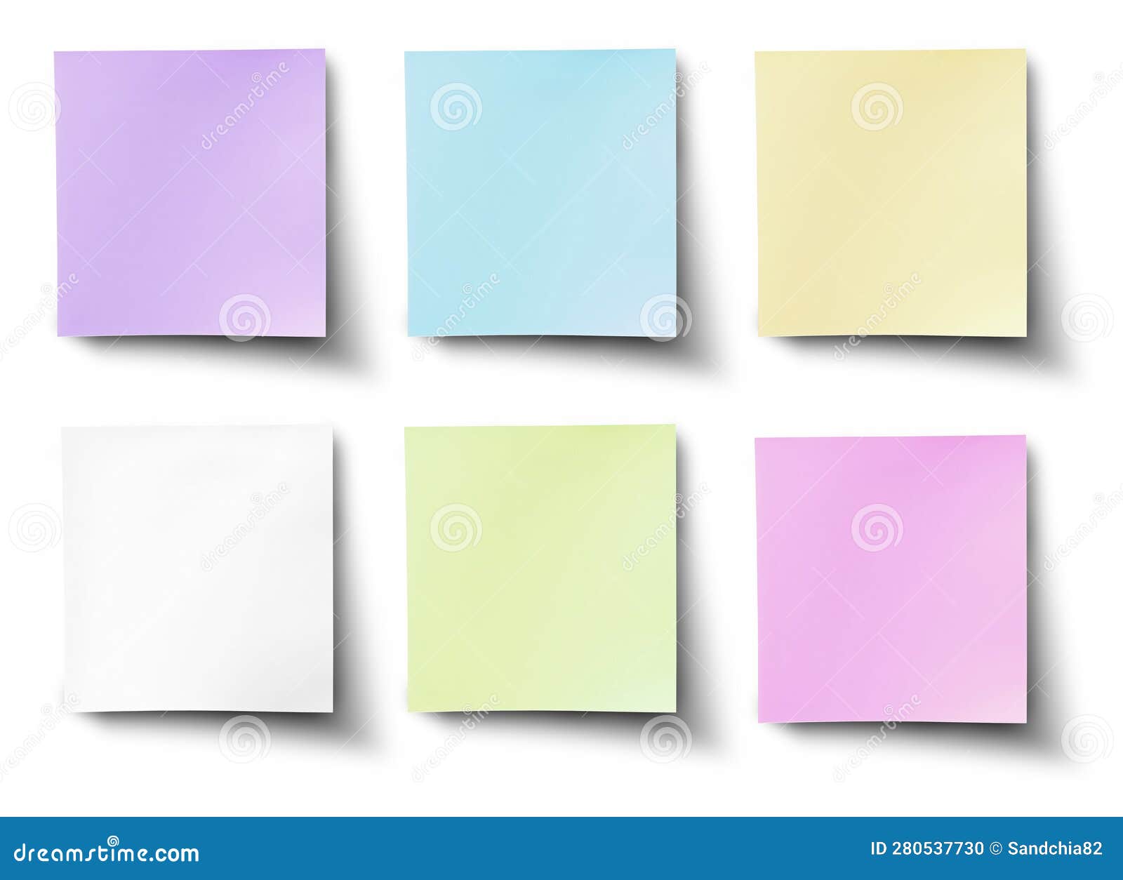 Shaded Sticky Post-it Note Paper with Shadow . Many Assorted Different ...