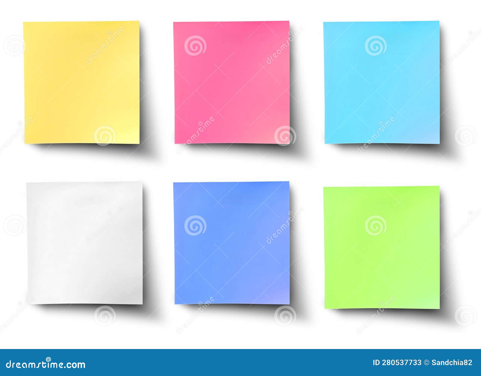 Shaded Sticky Post-it Note Paper with Shadow . Many Assorted Different ...