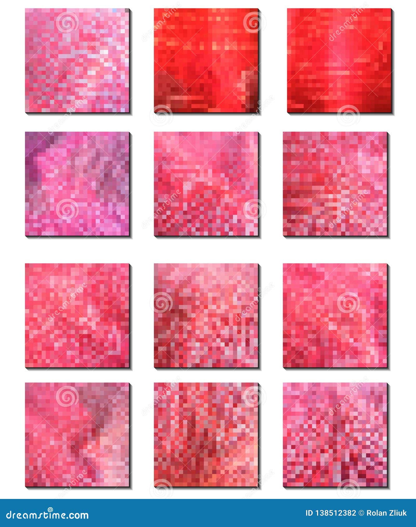 Shades of Red.Vector Set of Pixel Patterns Stock Vector - Illustration ...
