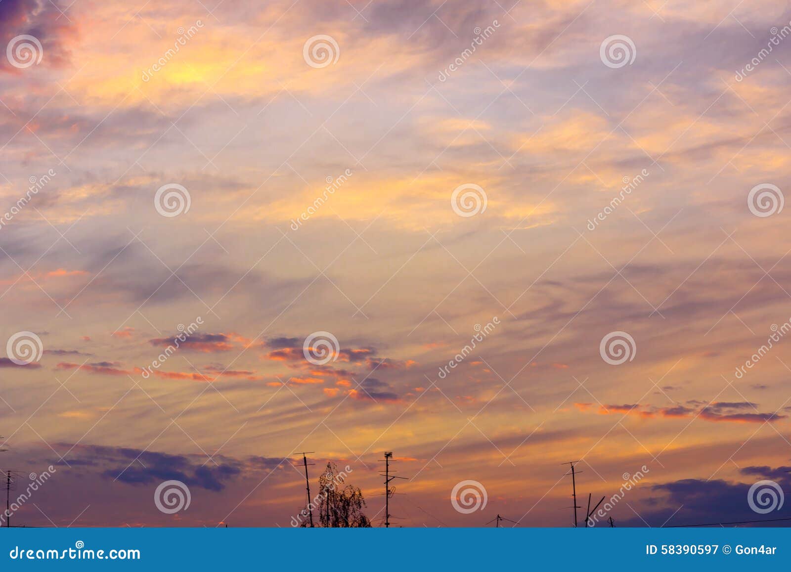 Shades of Sky with Light Clouds at Sunset Stock Image - Image of ...
