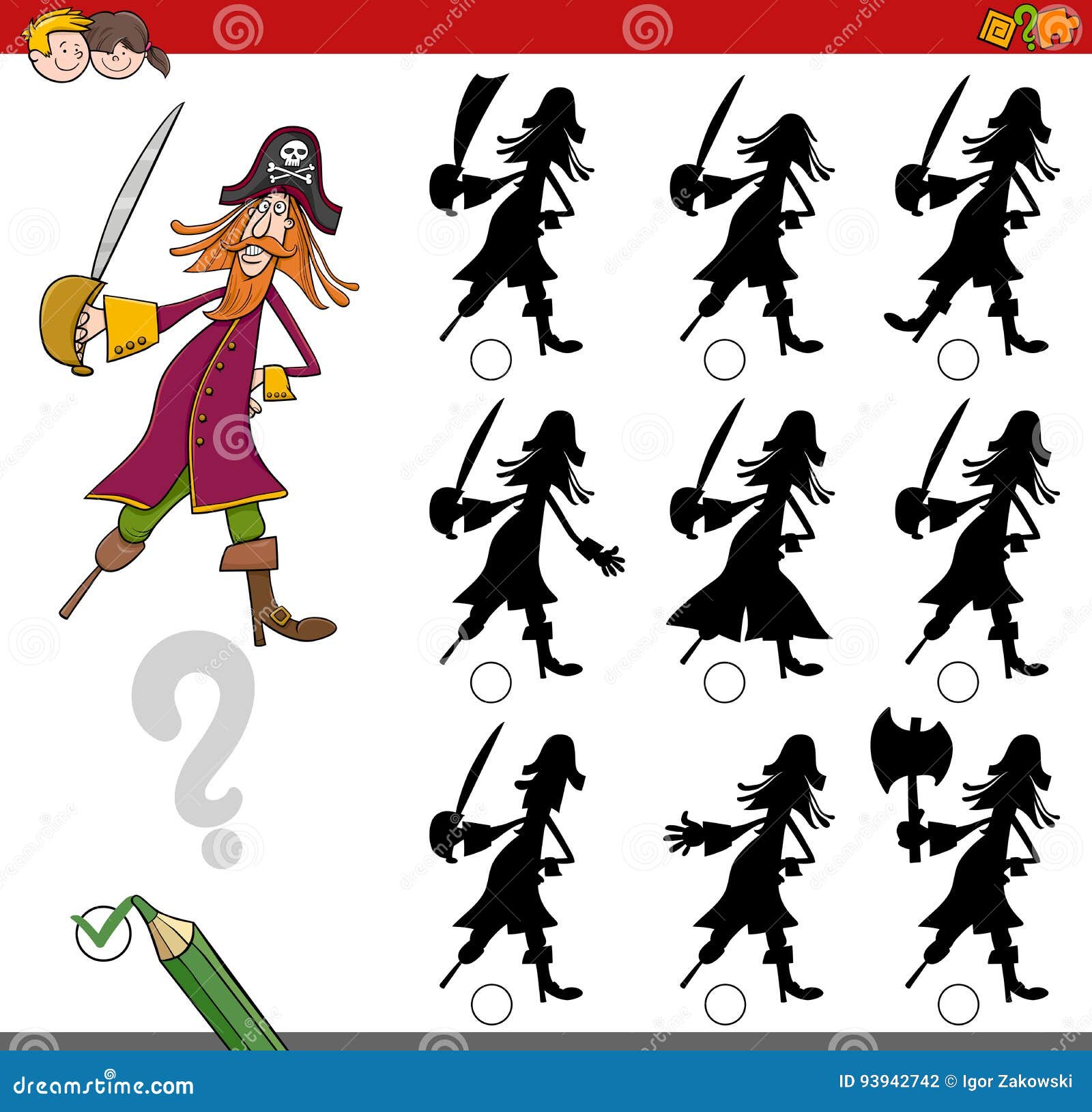 Shadow Activity with Pirate Stock Vector - Illustration of funny ...