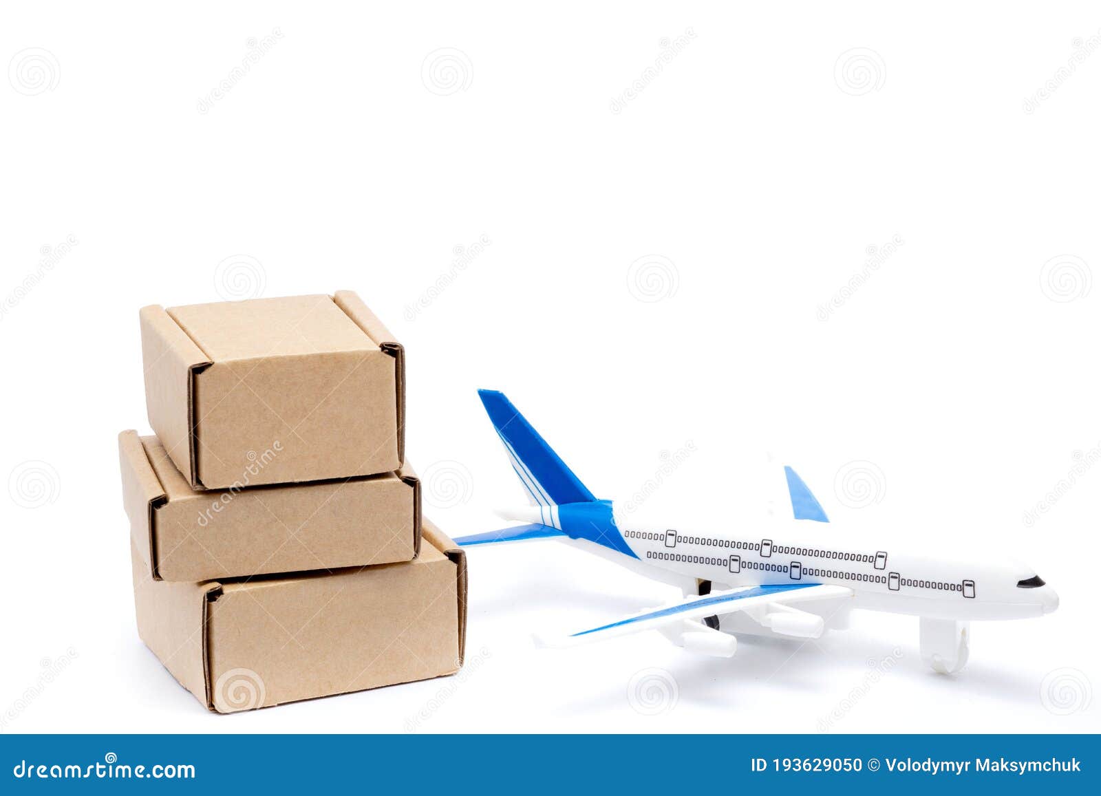 Shadow Airplane and Stack of Cardboard Boxes Isolated on White ...