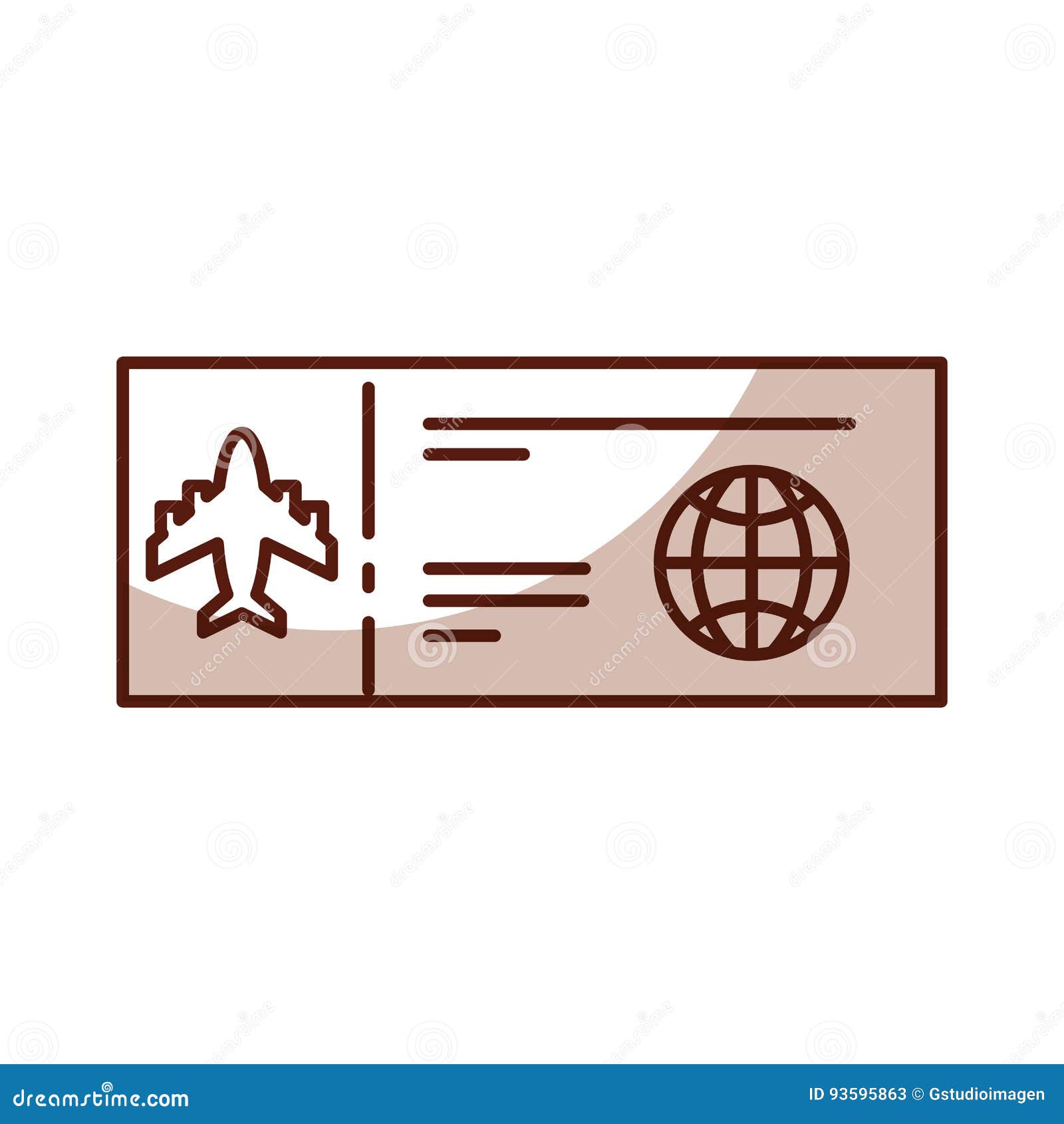 Shadow Airplane Ticket Cartoon Stock Vector - Illustration of card ...