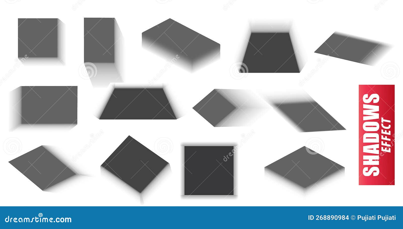 Set Realistic Shadow Effect Isolated - 3d Illustration. Stock ...