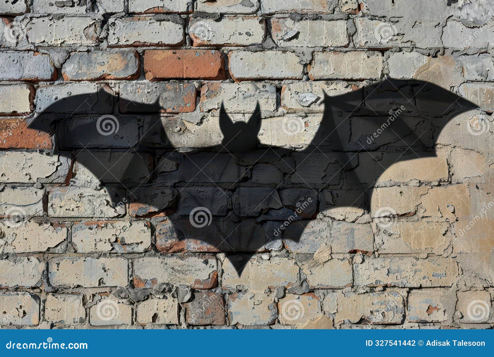 The Shadow of a Bat Cast on an Old Brick Wall Stock Illustration ...