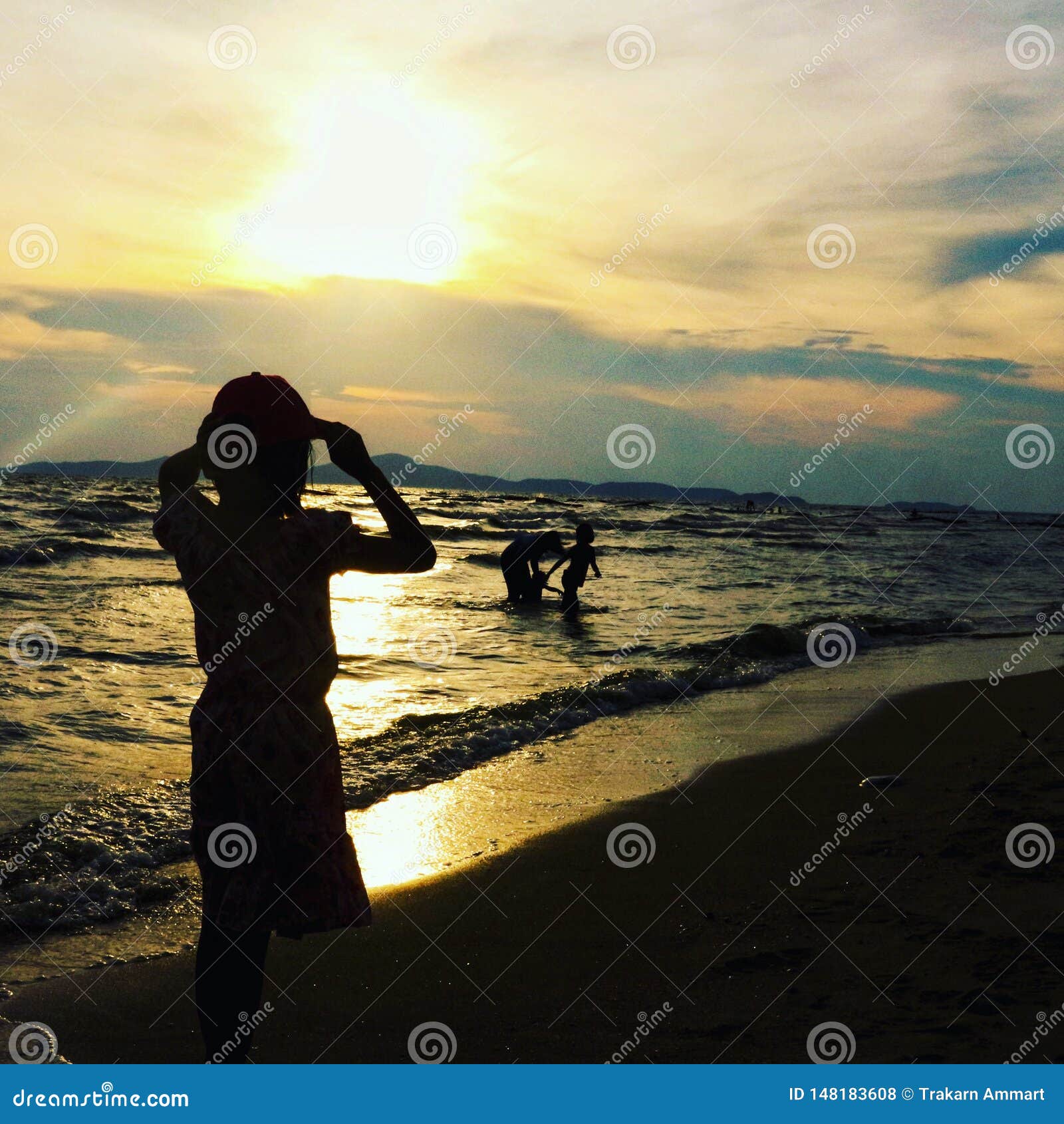 Shadow on the Beach and Sunset Stock Photo - Image of shadow, sunset ...