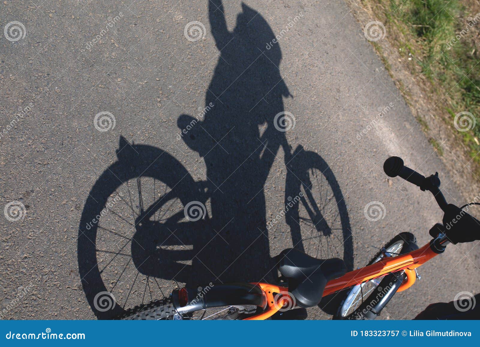 Shadow from the bike. stock image. Image of asphalt - 183323757