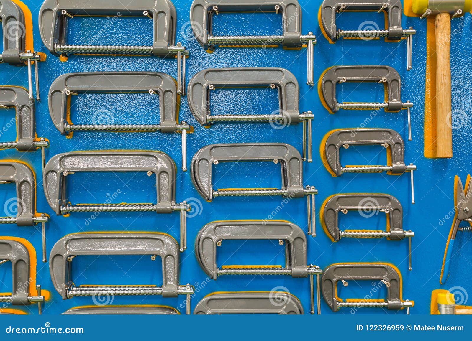 C-clamp shadow board stock image. Image of outline, repair - 122326959