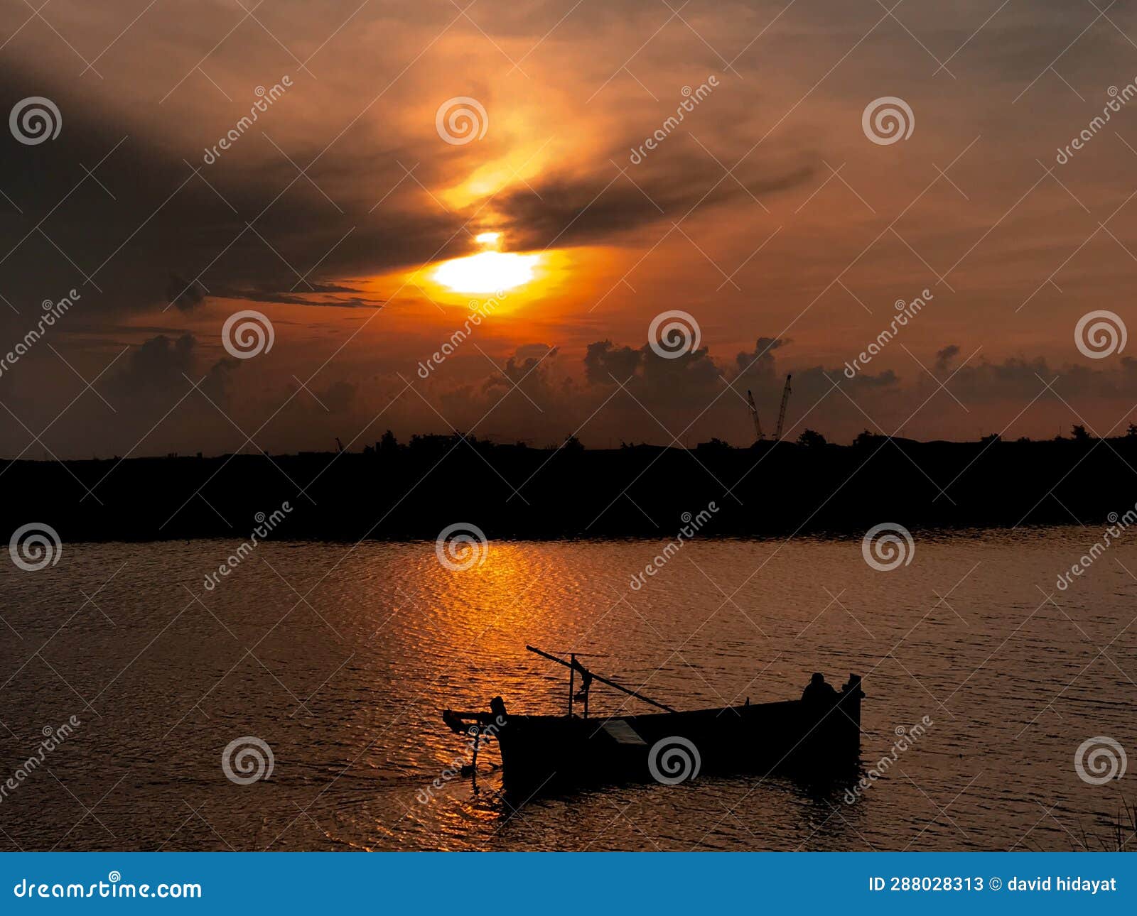 Shadow of the Boat at Sunset Stock Image - Image of afterglow, ocean ...
