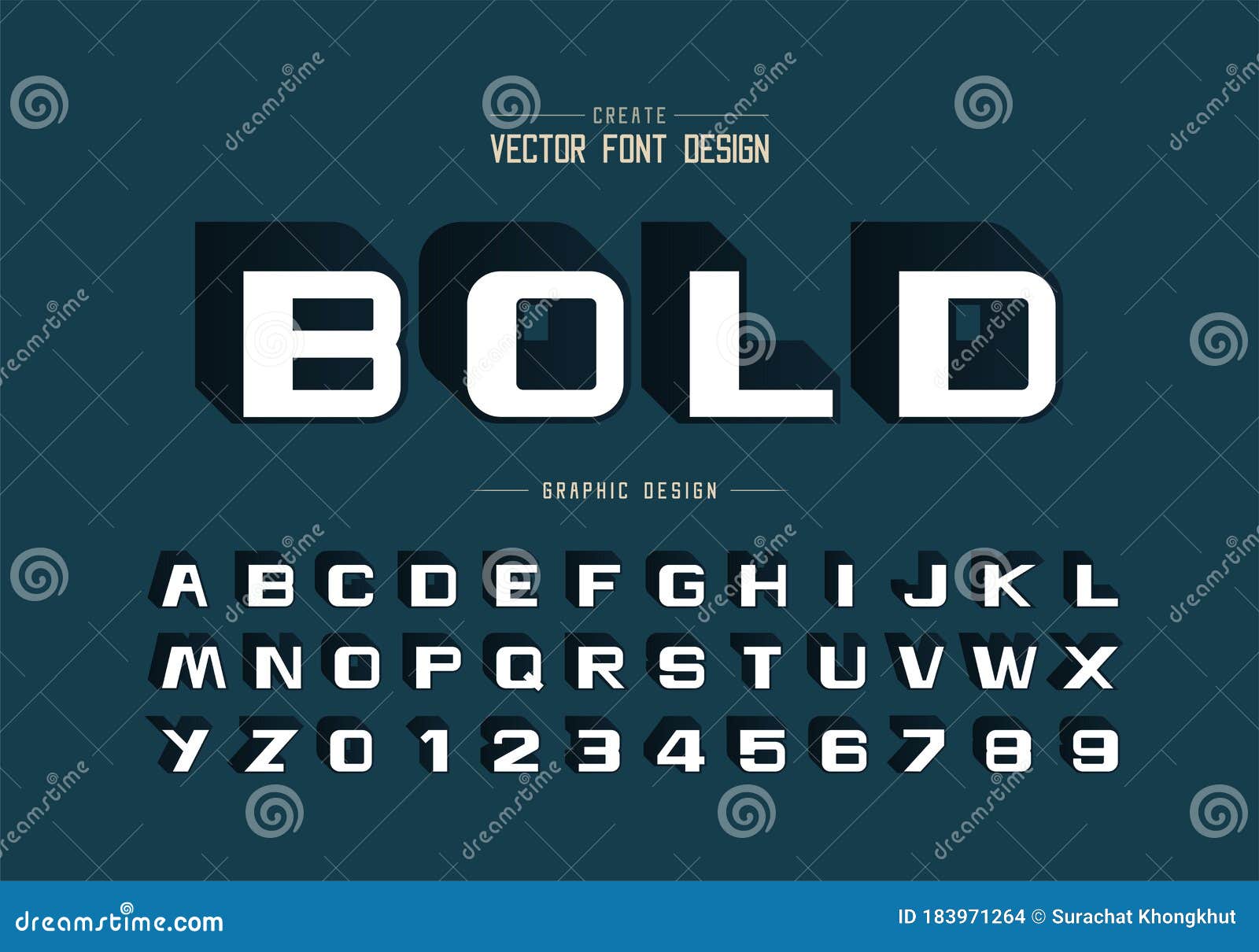 Shadow Bold Font and Alphabet Vector, Design Typeface Letter and Number ...