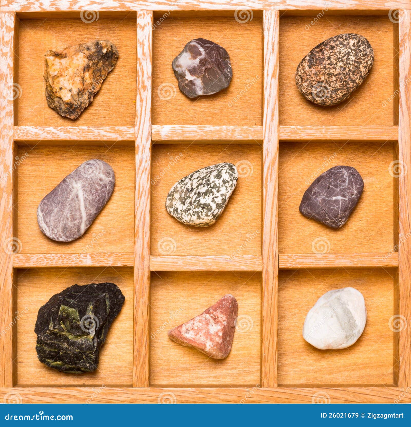 Shadow Box with Collection of Rocks Stock Image - Image of pebble ...