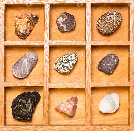 Shadow Box with Collection of Rocks Stock Image - Image of pebble ...