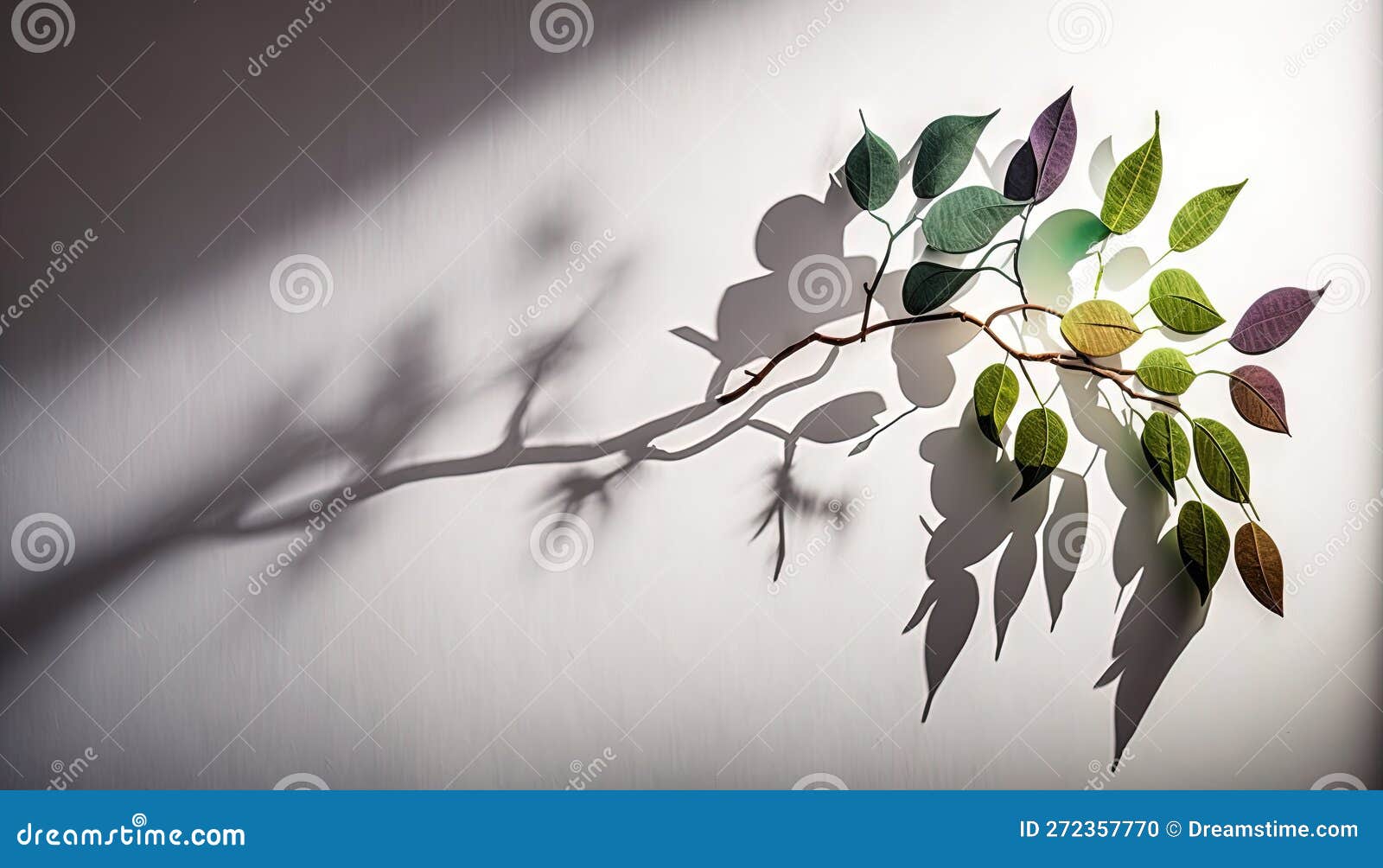 A Shadow of a Branch with Leaves on a White Wall Stock Illustration ...