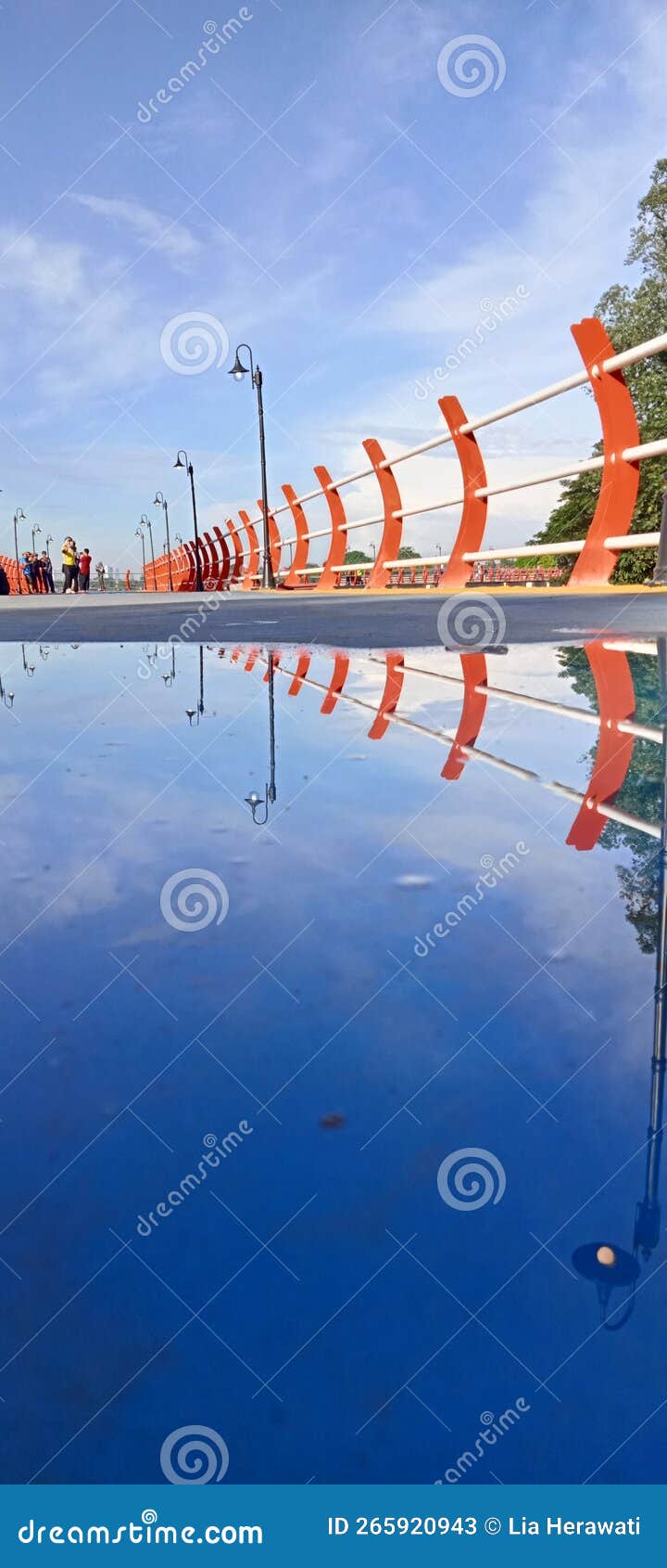 A Shadow of Bridge on Reflection Water Stock Image - Image of water ...