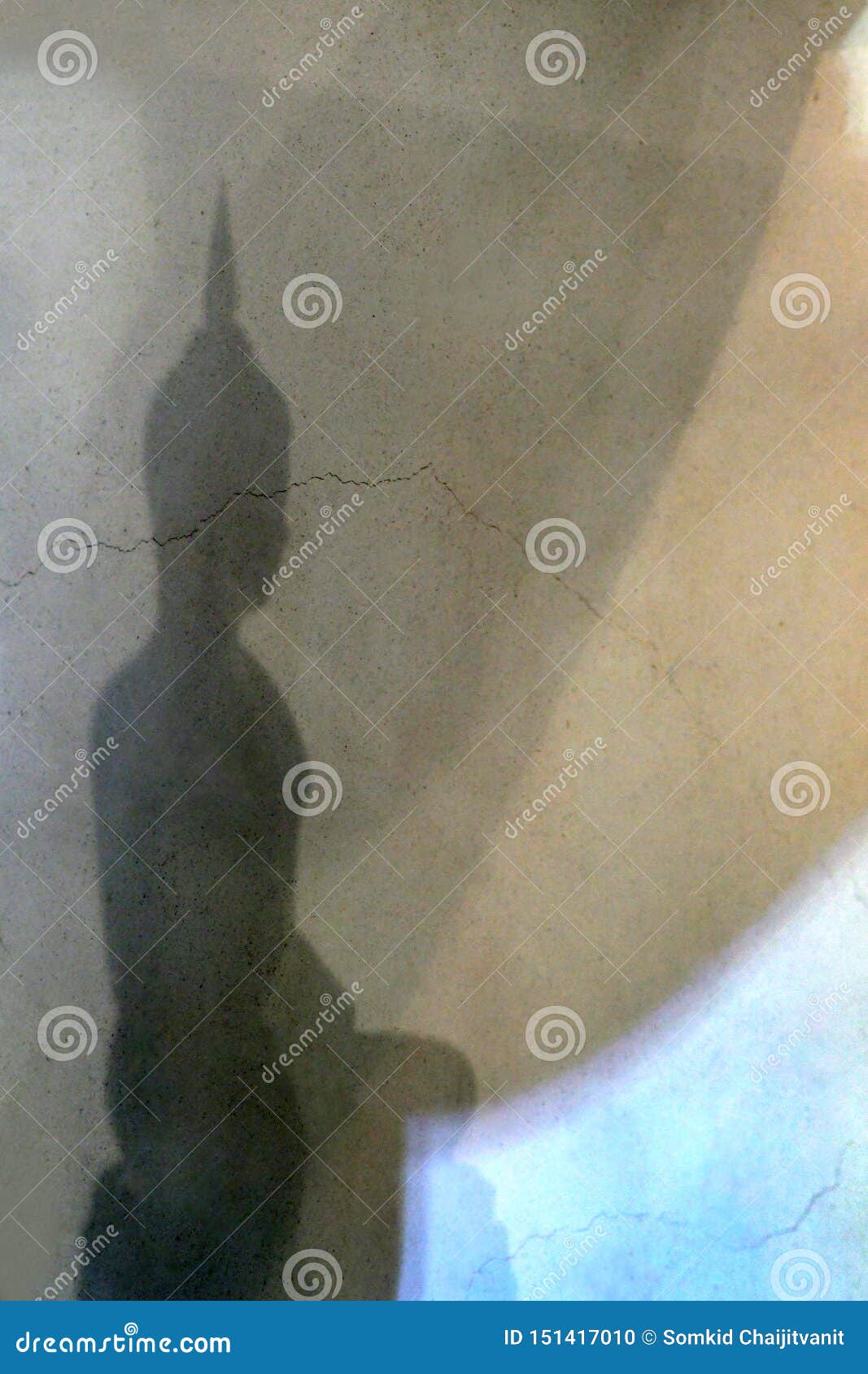 The Shadow of the Buddha on the Wall in the Temple Stock Photo - Image ...