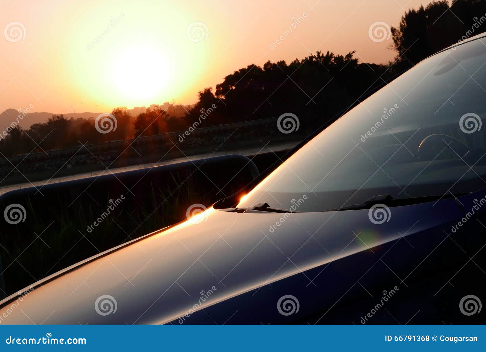 The Shadow of Car Shape at Beautiful Sunse Stock Photo - Image of ...
