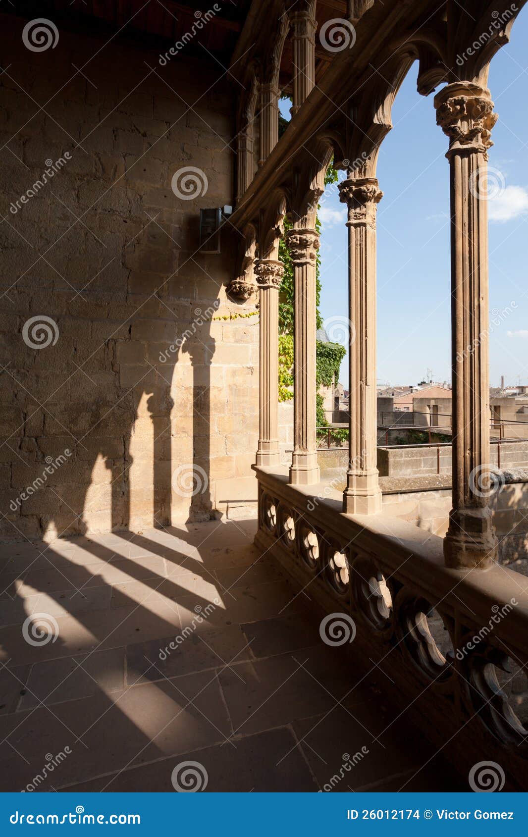 Shadow of Castle Olite Arcade, Navarra, Spain Stock Photo - Image of ...