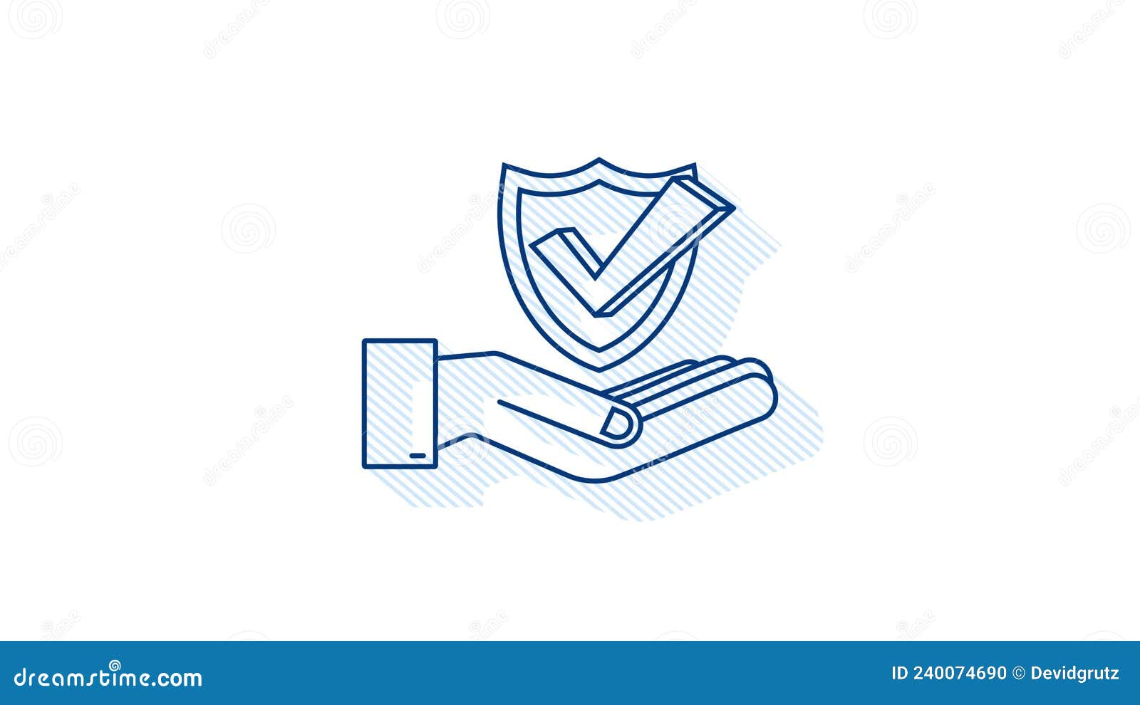 Shadow Check Mark Hanging Over Hands. Green Approved Star Sticker Stock ...