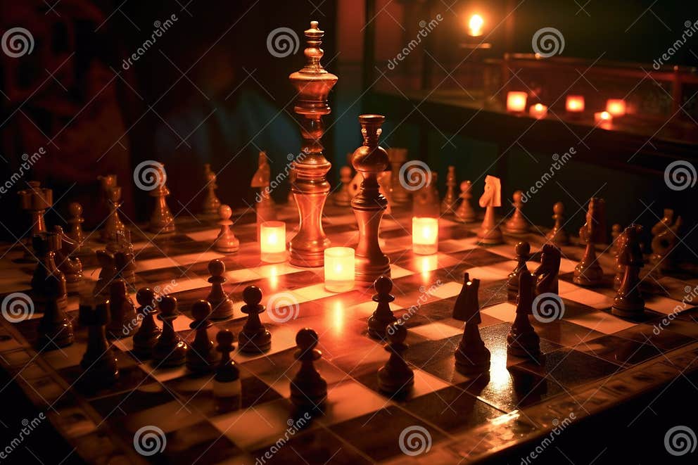 Shadow of Chess Pieces Projected Onto the Board, Creating a Dramatic ...