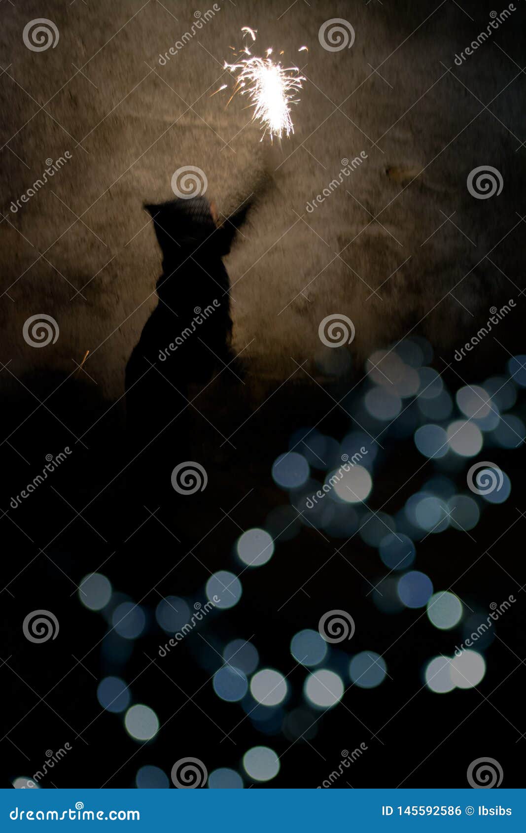 Shadow of a Child Lightning a Sparkler at Night Stock Photo - Image of ...