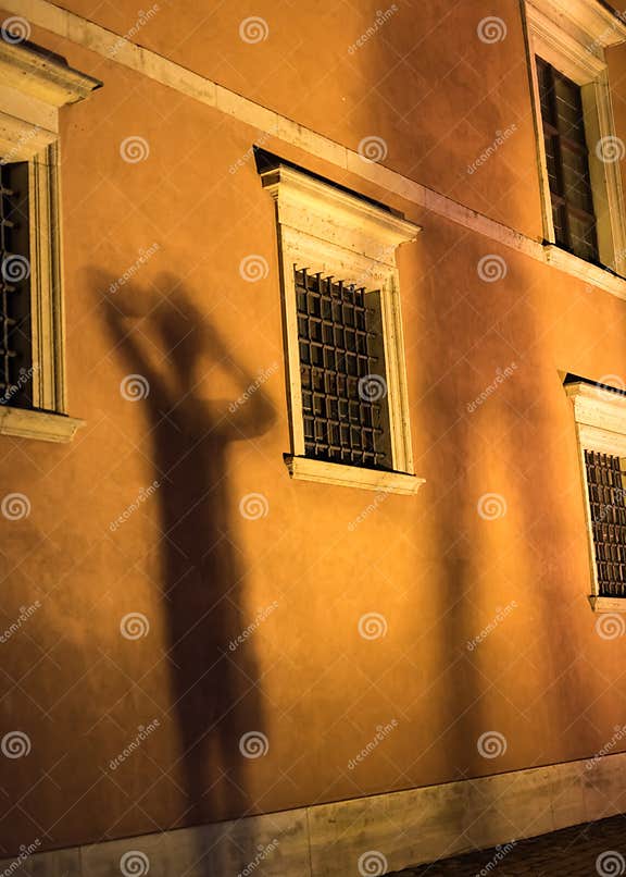 A Shadow of a Child Standing in Front of a Facade Stock Image - Image ...