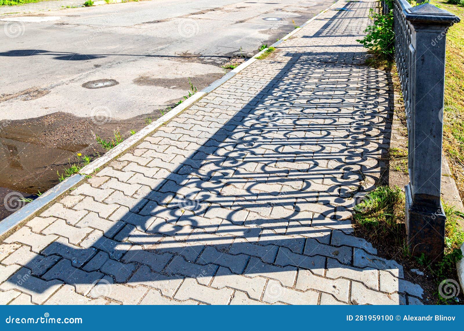 Shadow from the City Decorative Grating on the Pavement Stock Photo ...