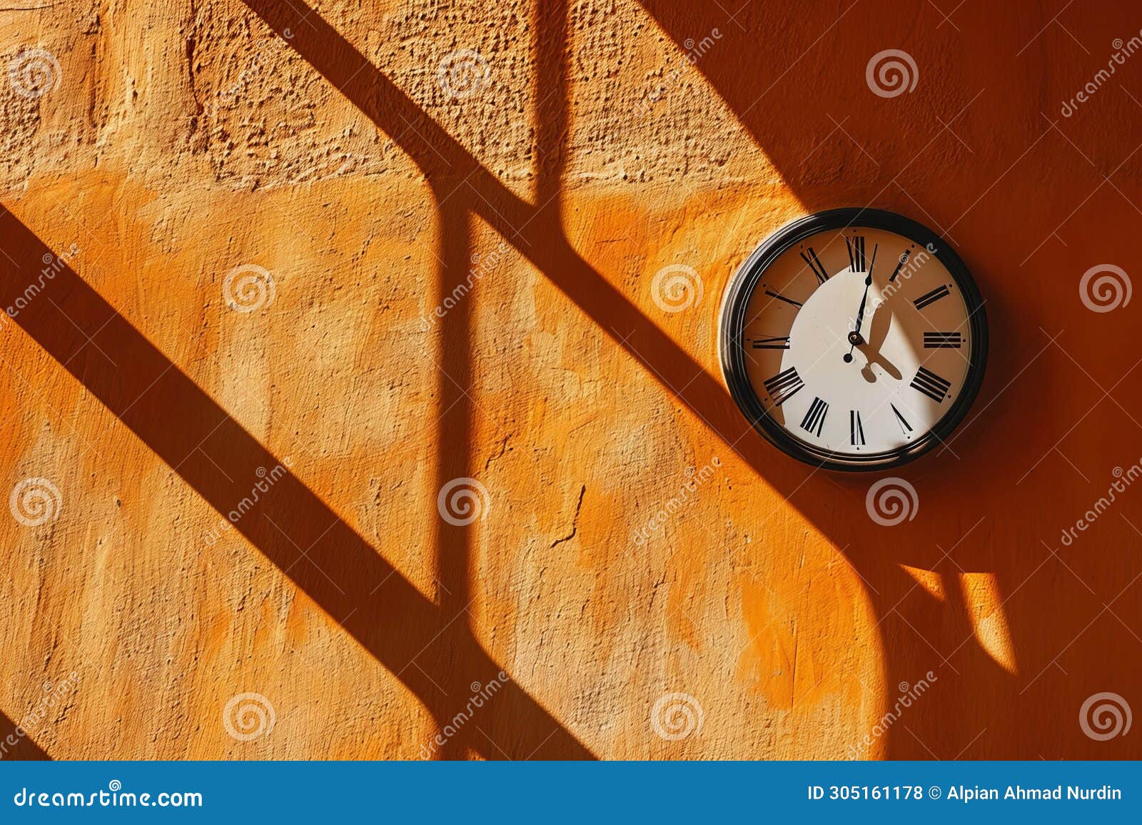 Shadow of Clock on Aged Wall, Generative Ai Stock Illustration ...