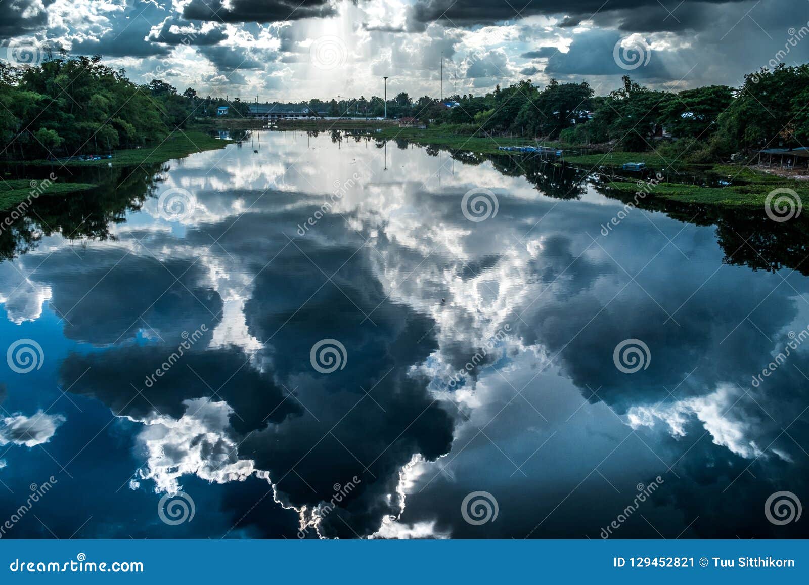 Shadow clouds in the river stock image. Image of lake - 129452821