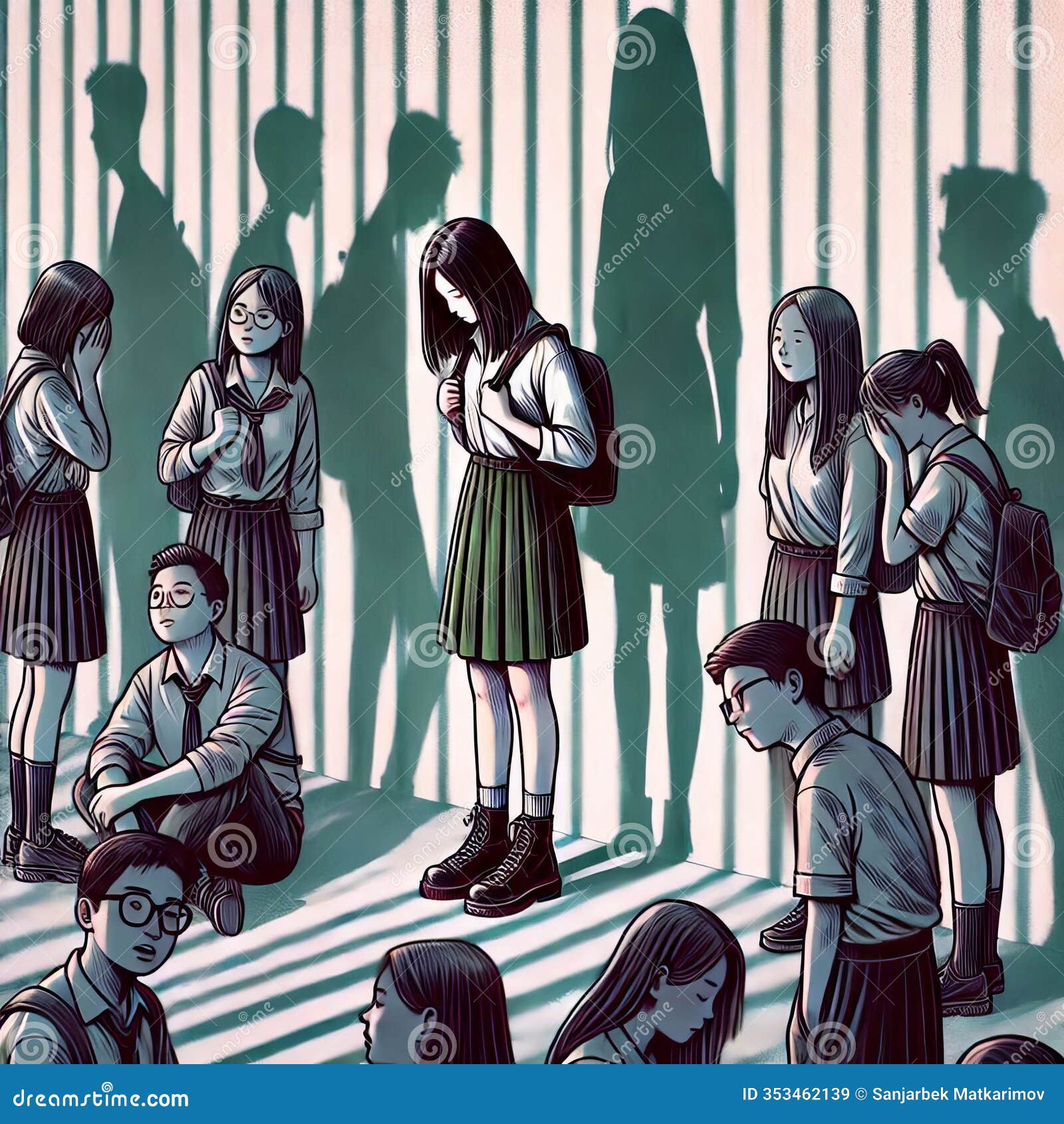 The Shadow of Conformity Depict Students Stifled by the Pressure Stock ...