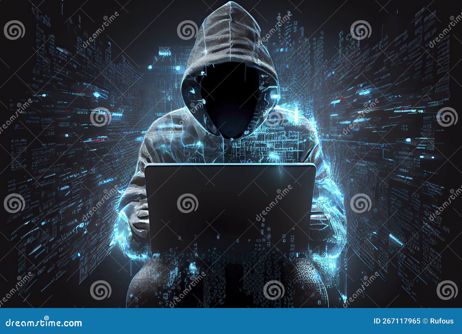 Shadow Crime on the Dark Web Internet Hologram of a Digital Hacker ...