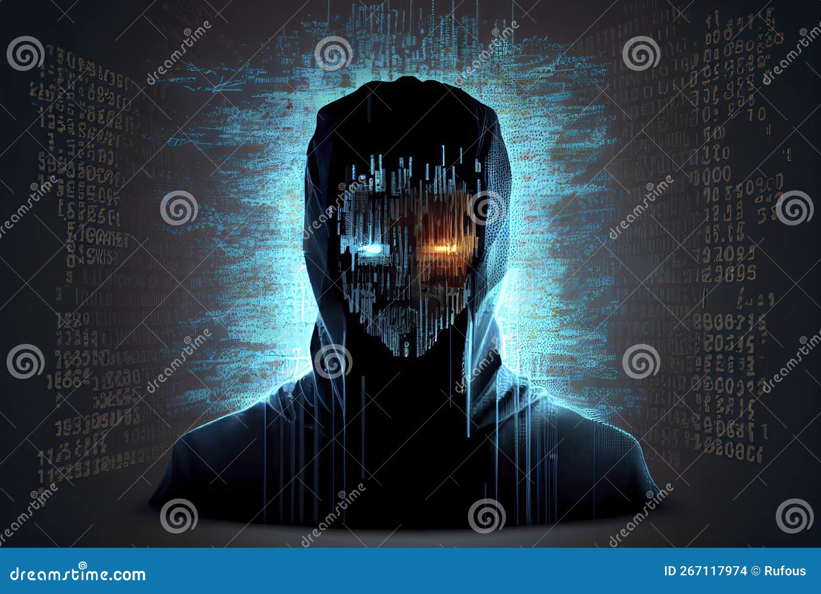 Shadow Crime on the Dark Web Internet Hologram of a Digital Hacker ...