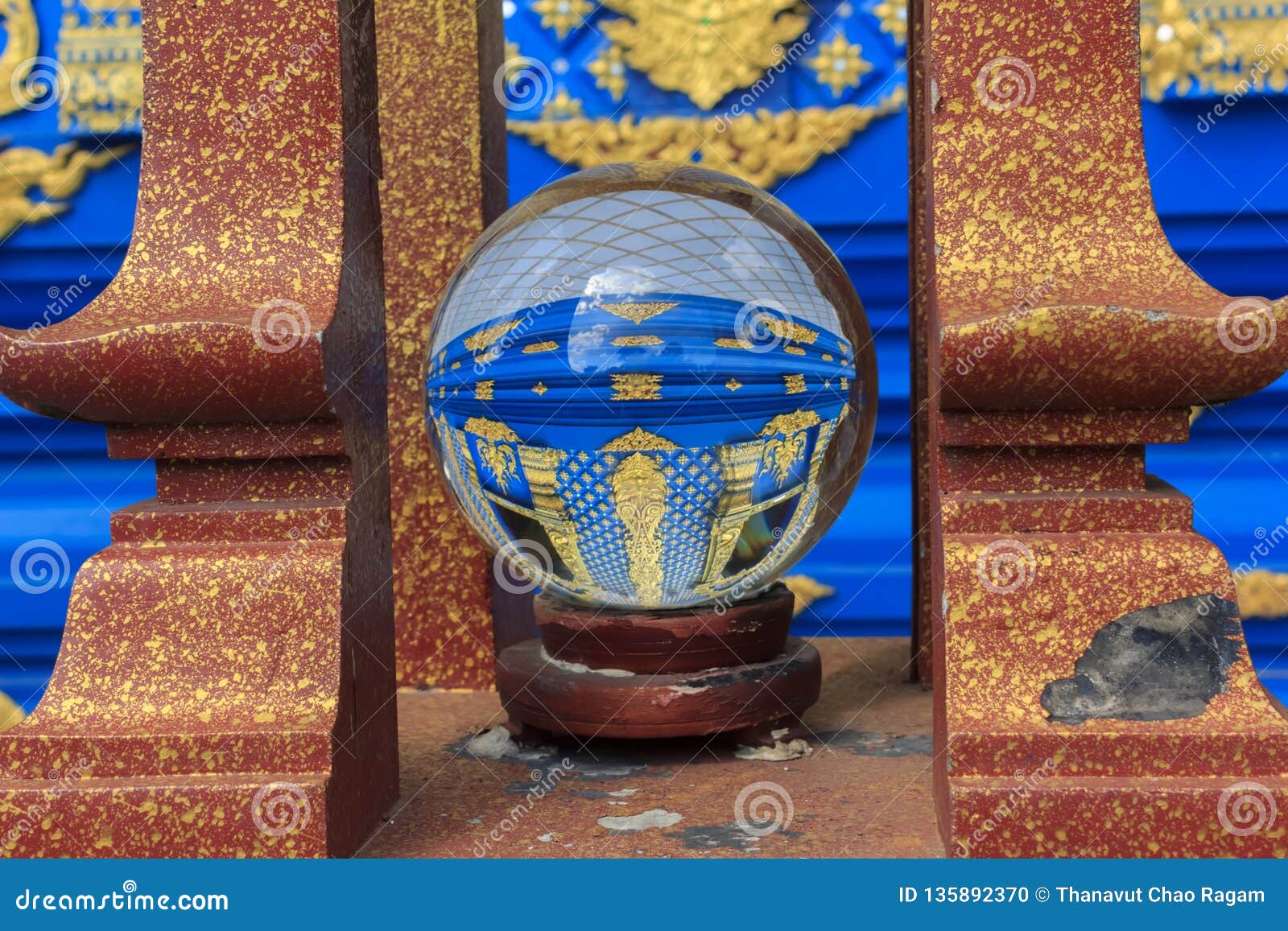 Shadow in crystal ball stock photo. Image of blue, ball - 135892370