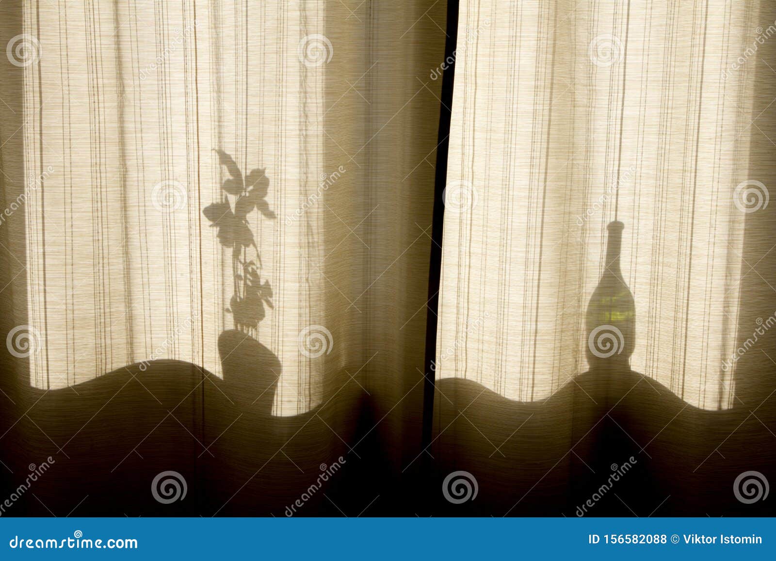 Shadow through the Curtains on the Windows Stock Photo - Image of ...
