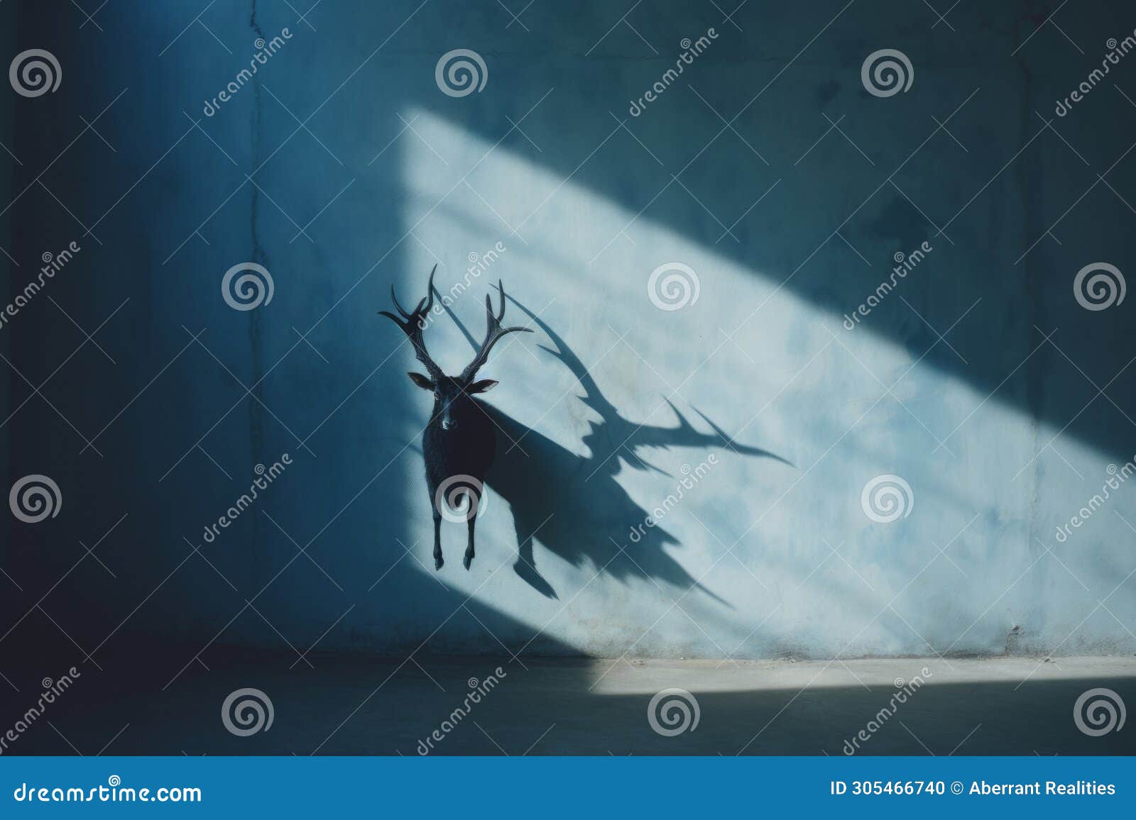 Shadow of a Deer on a Wall in an Empty Room Stock Illustration ...