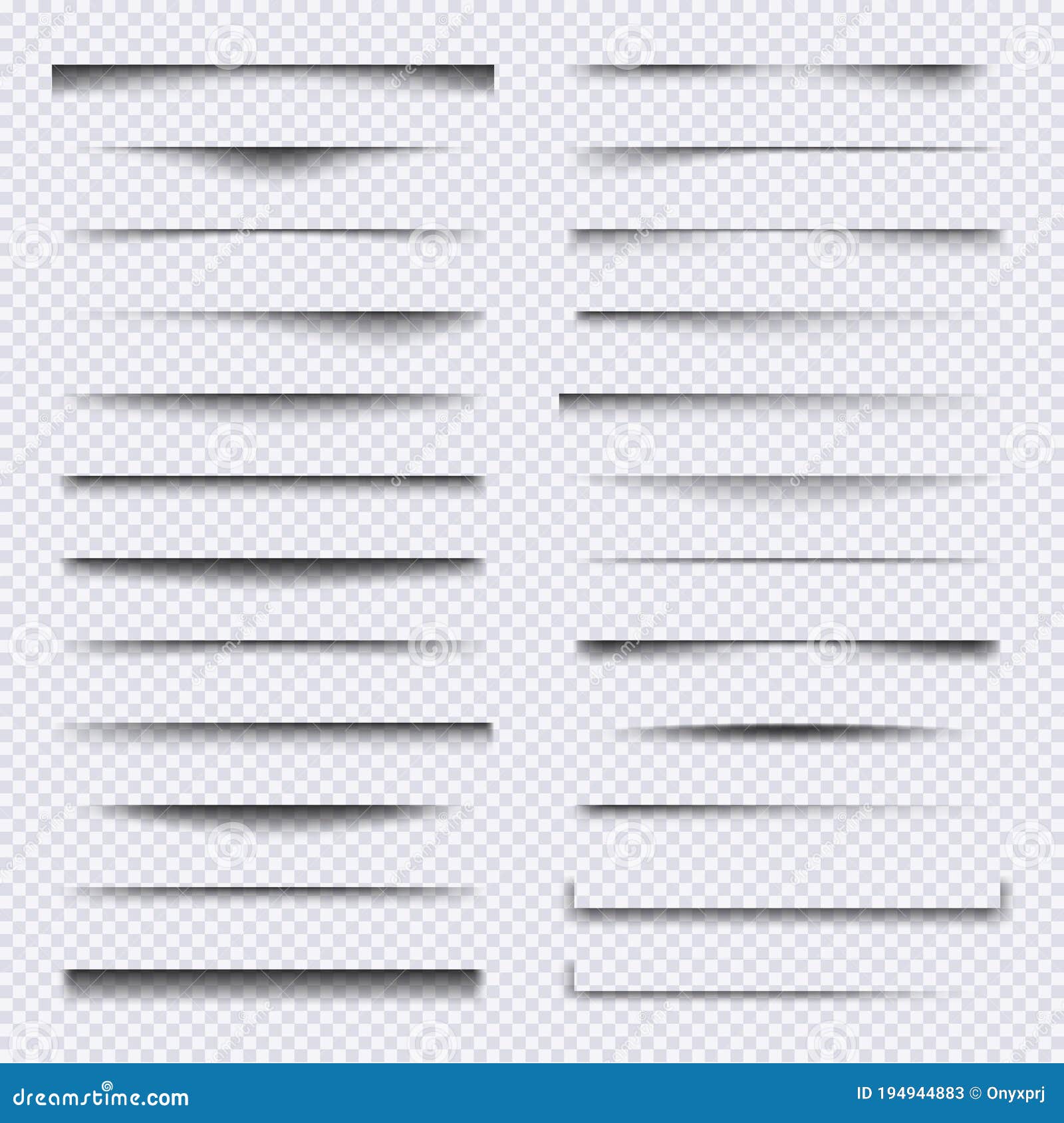 Shadow Dividers. Realistic Web Elements Frames Soft Shadows Overlay ...