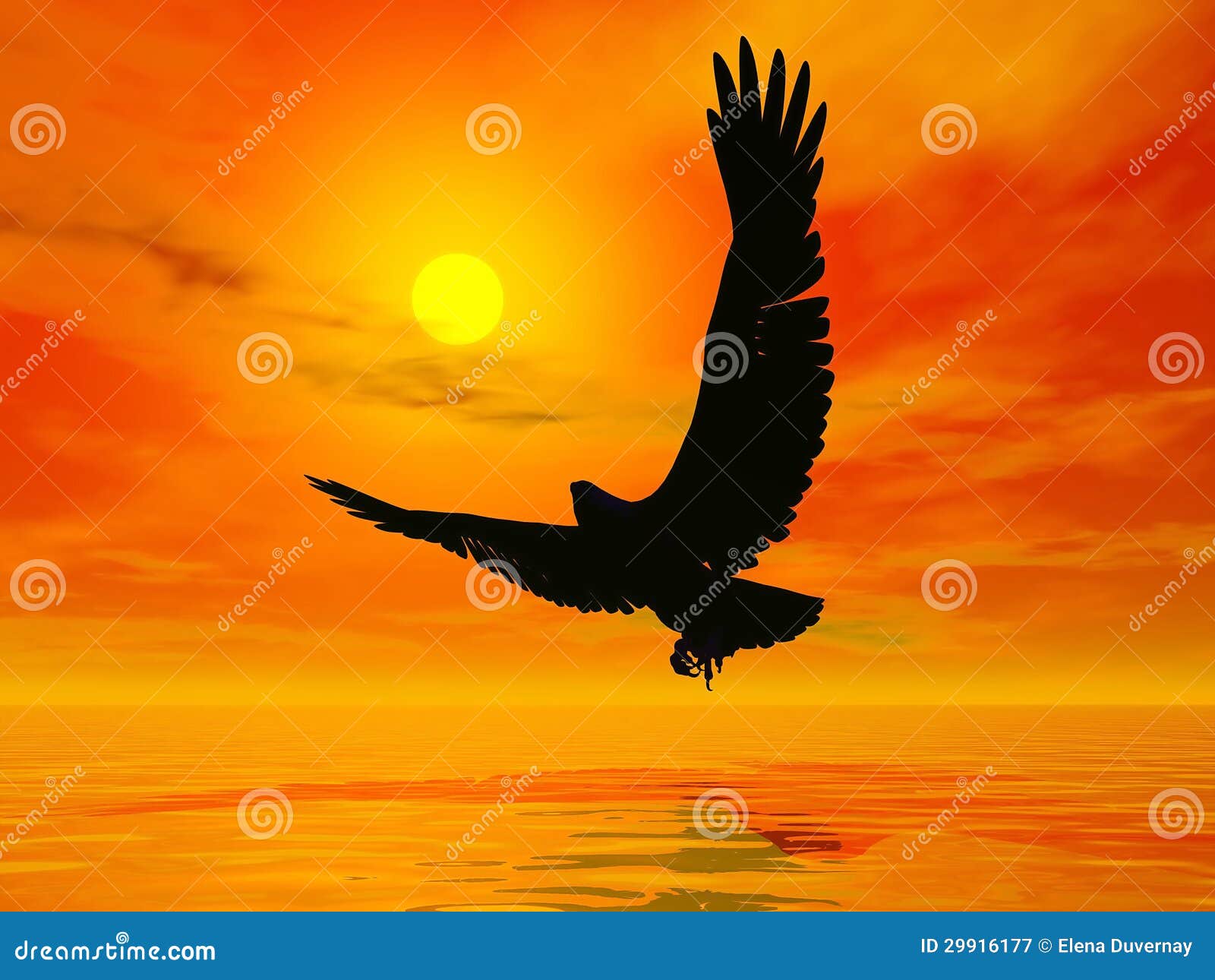 Eagle By Sunset - 3D Render Royalty Free Stock Photography - Image ...