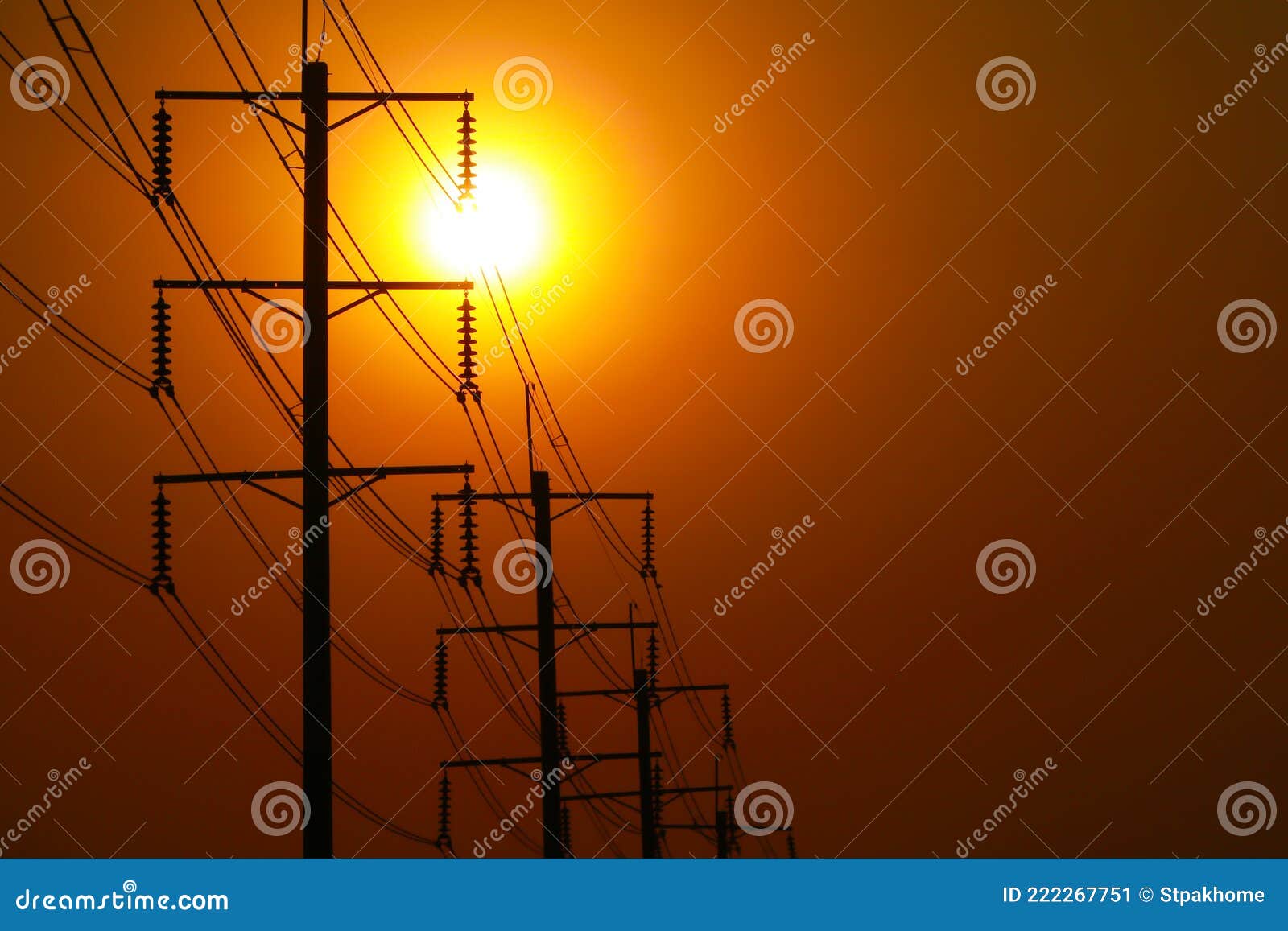 The Shadow Of The Electric Pole In The Background Of The Sun Stock ...