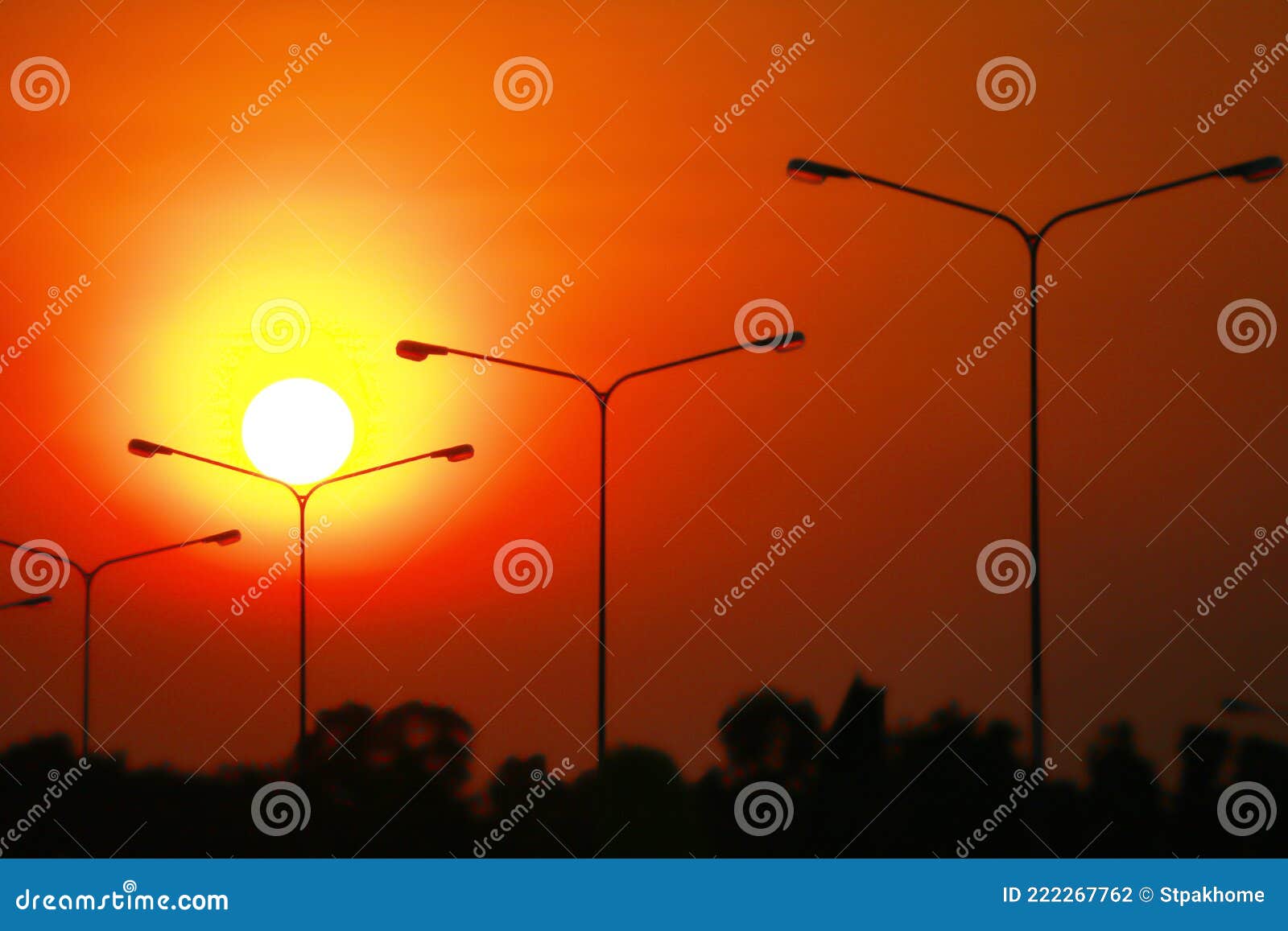 The Shadow of the Electric Pole in the Background of the Sun Stock ...