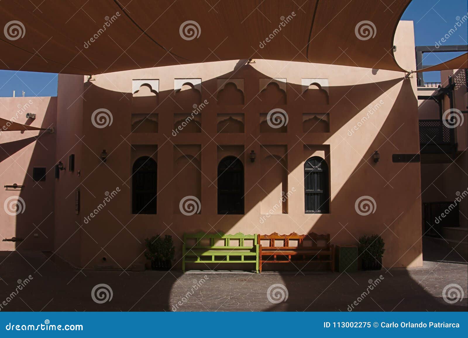 Shadow on the Facade of a Typical Arab Building, in Katara, the Cultur ...